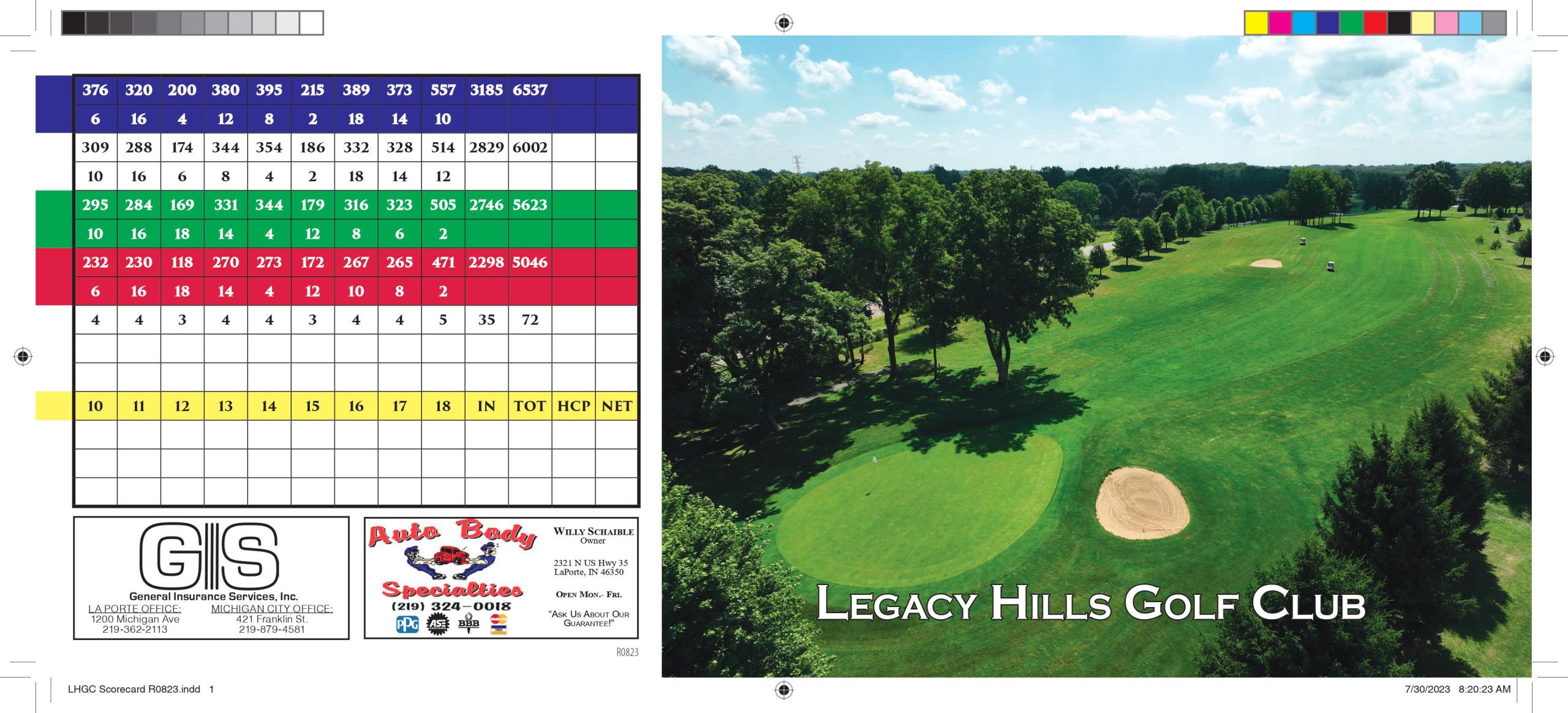 Scorecard - Legacy Hills Golf Club